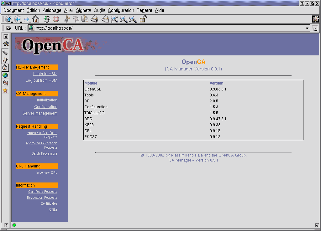 Configuration de la CA et de la RA avec OpenCA