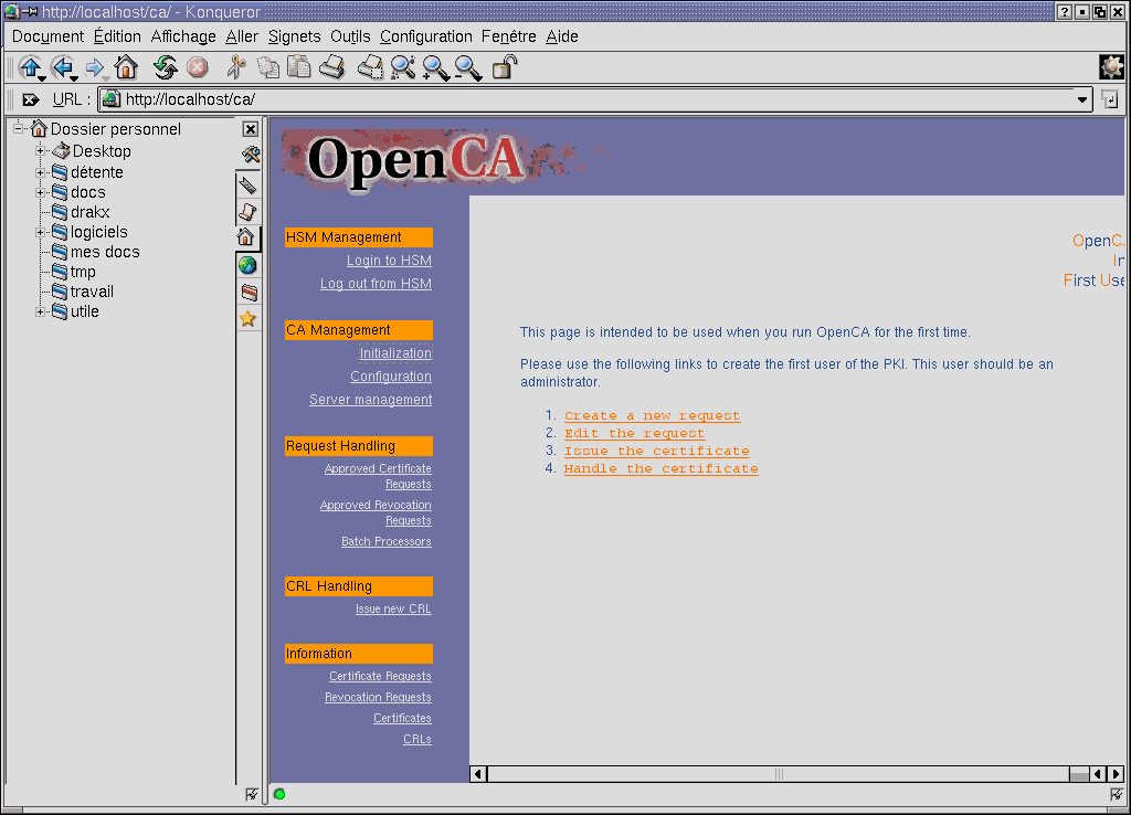 Configuration de la CA et de la RA avec OpenCA